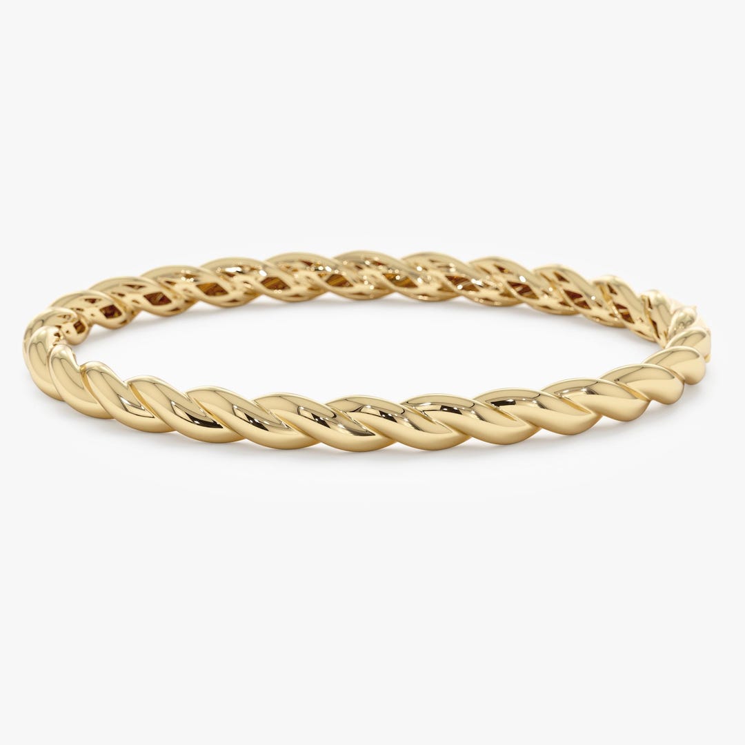 Plain Gold Twisted Bangle, Plain Genuine Gold, 10k 14k 18k Gold ...
