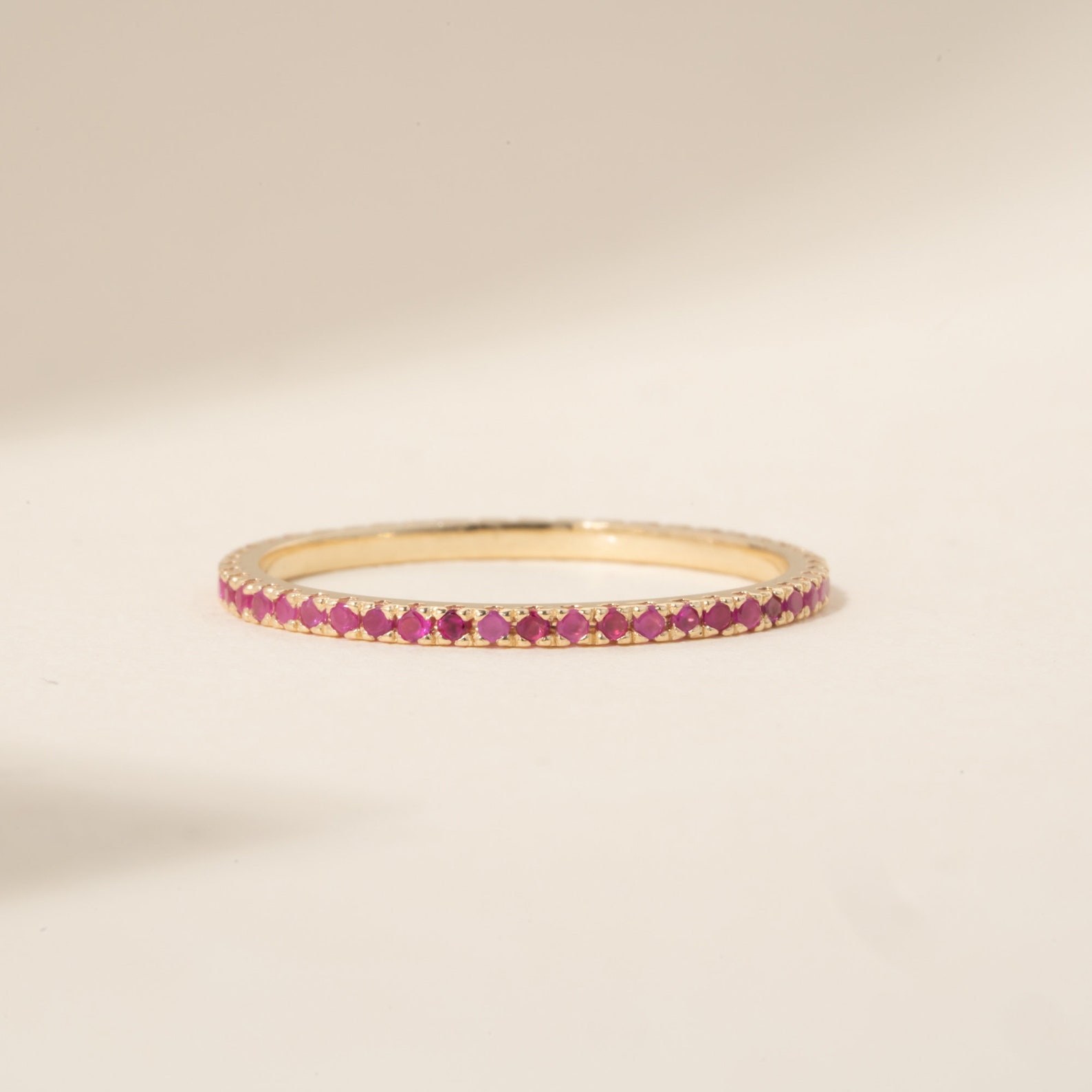 14k Gold Eternity Ruby Ring, Ruby Eternity Ring, Dainty Wedding Band ...