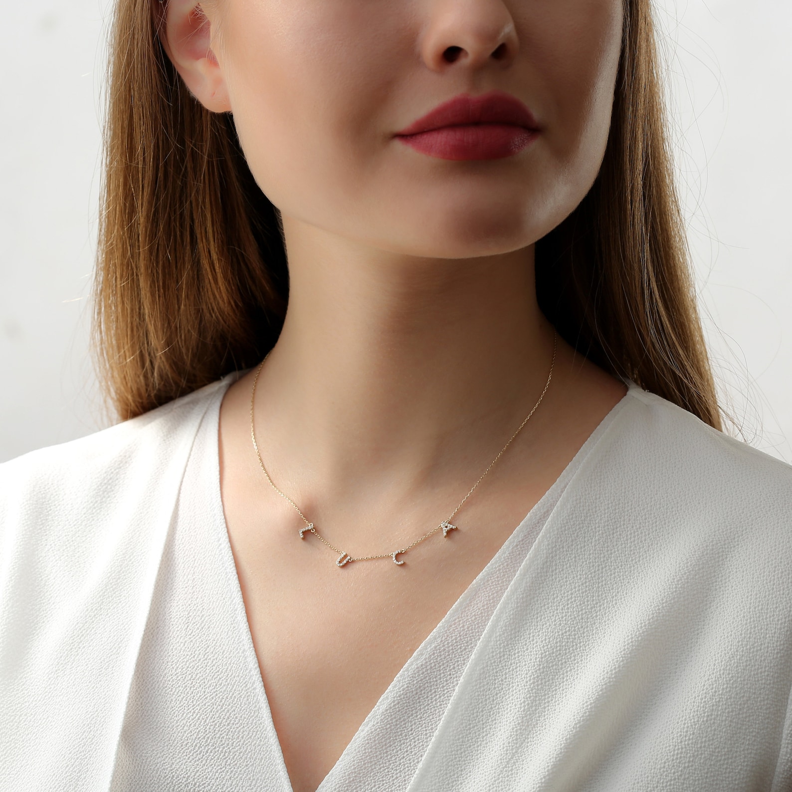 14k Gold Diamond Name Necklace Custom Diamond Necklace - Etsy