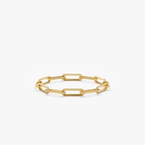 Solid Gold Paperclip Chain Ring, 14k Gold Chain Ring, Paperclip Links ...