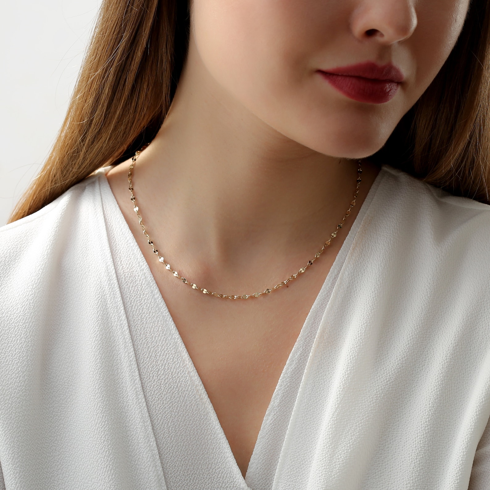 14k Gold Chain Link Necklace Trendy Minimal Gold Necklace - Etsy