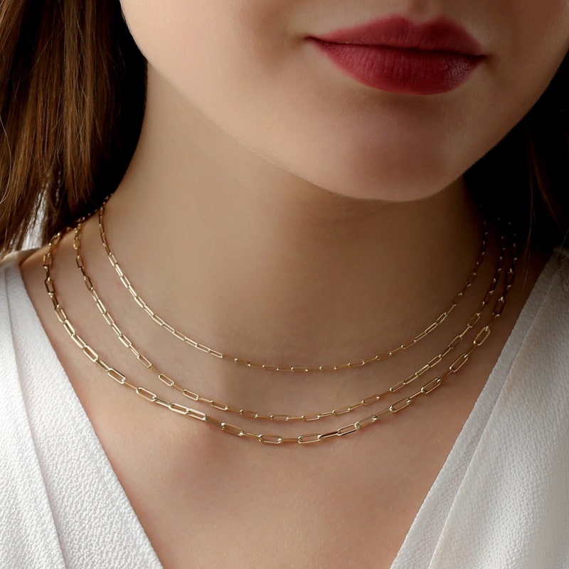 14k Gold Paperclip Chain - Etsy