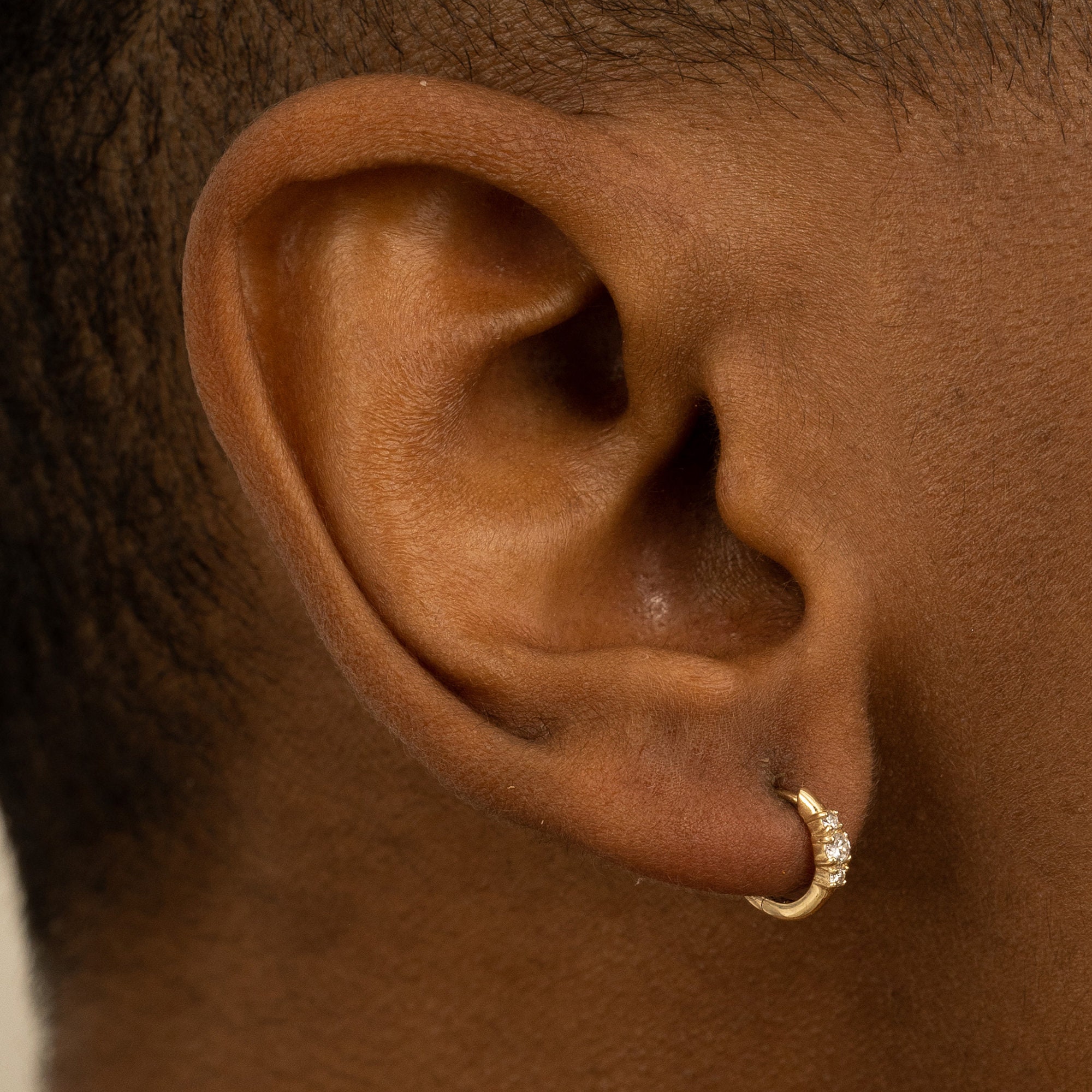 14K Gold Mini Diamond Huggies Diamond Small Hoop Diamond - Etsy