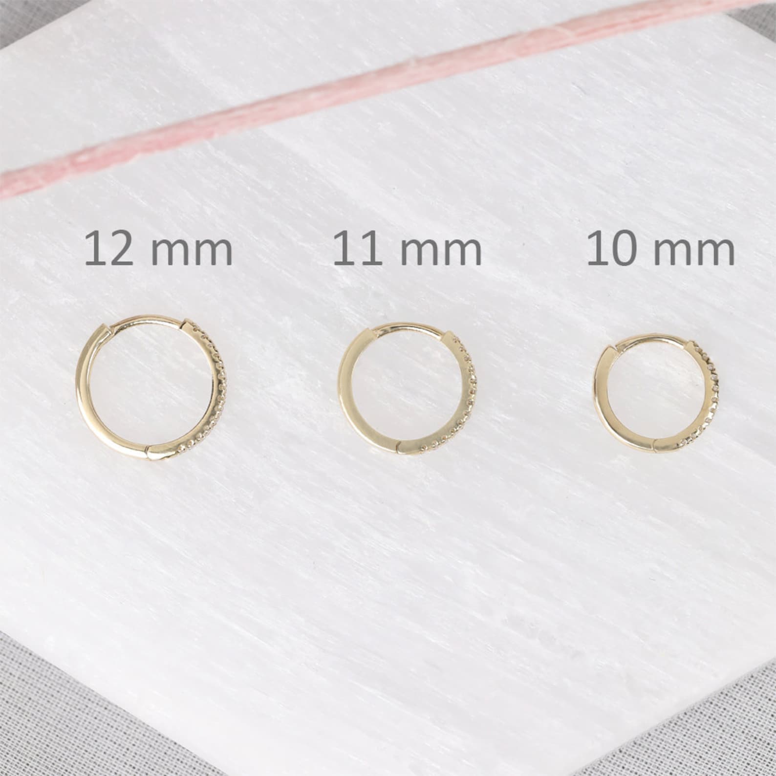 14k Solid Gold Diamond Huggies, Solid Gold Mini Hoops, Small Diamond ...