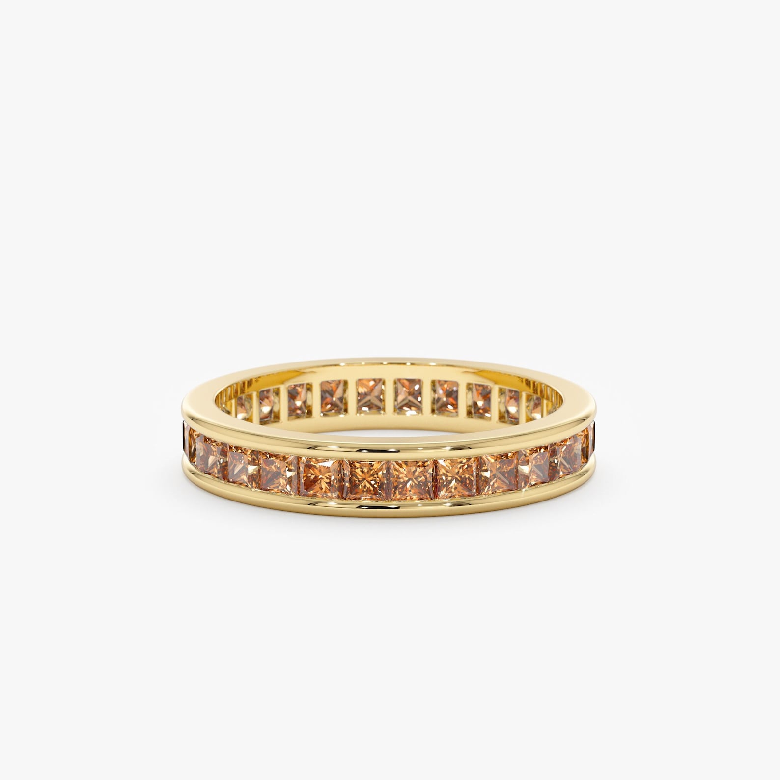 Natural Citrine Ring, Princess-cut Citrine Ring, Birthstone Eternity ...
