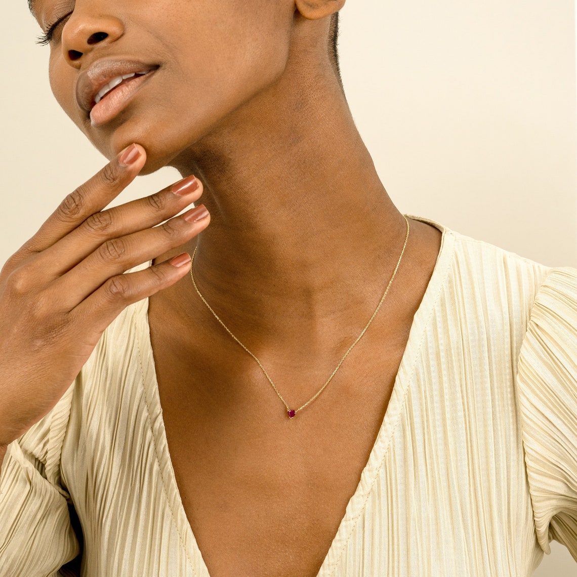 Natural Ruby Necklace Heart Necklace 14K Solid Gold and Ruby - Etsy