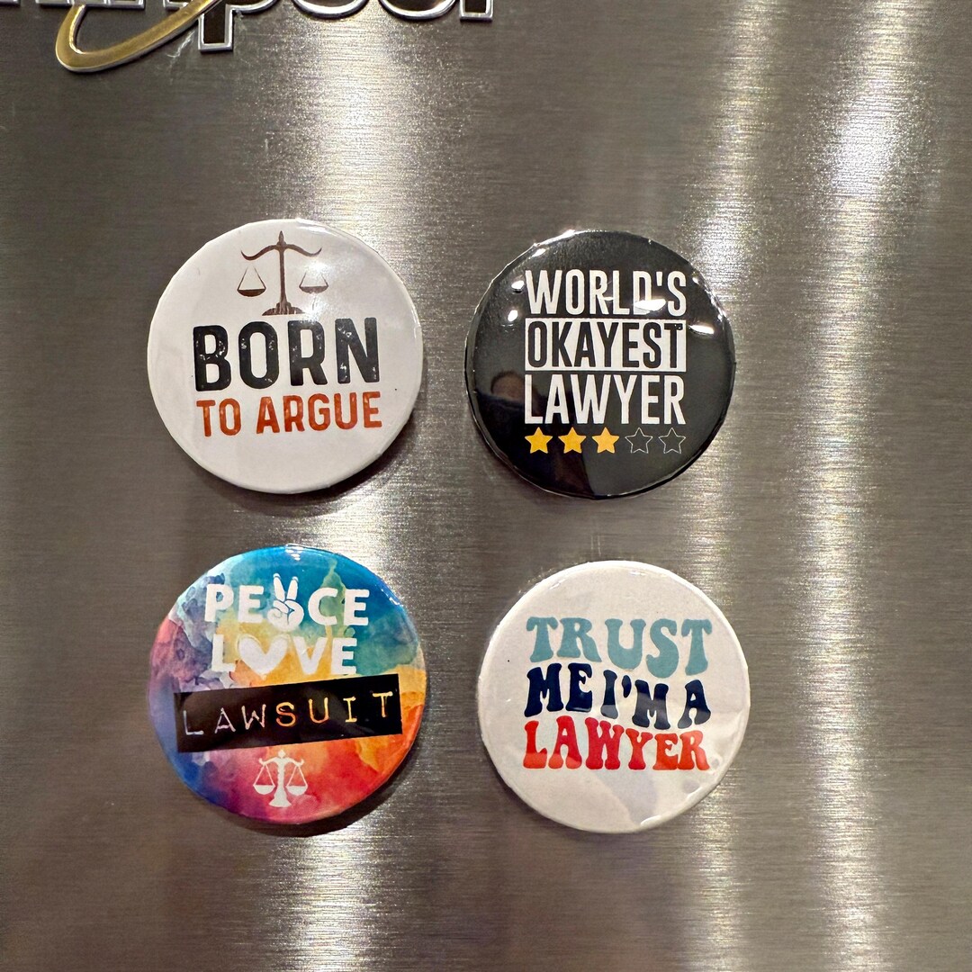 1.25 Inch Lawyer Themed Button Pins or Magnets - Gift for Attorneys or ...