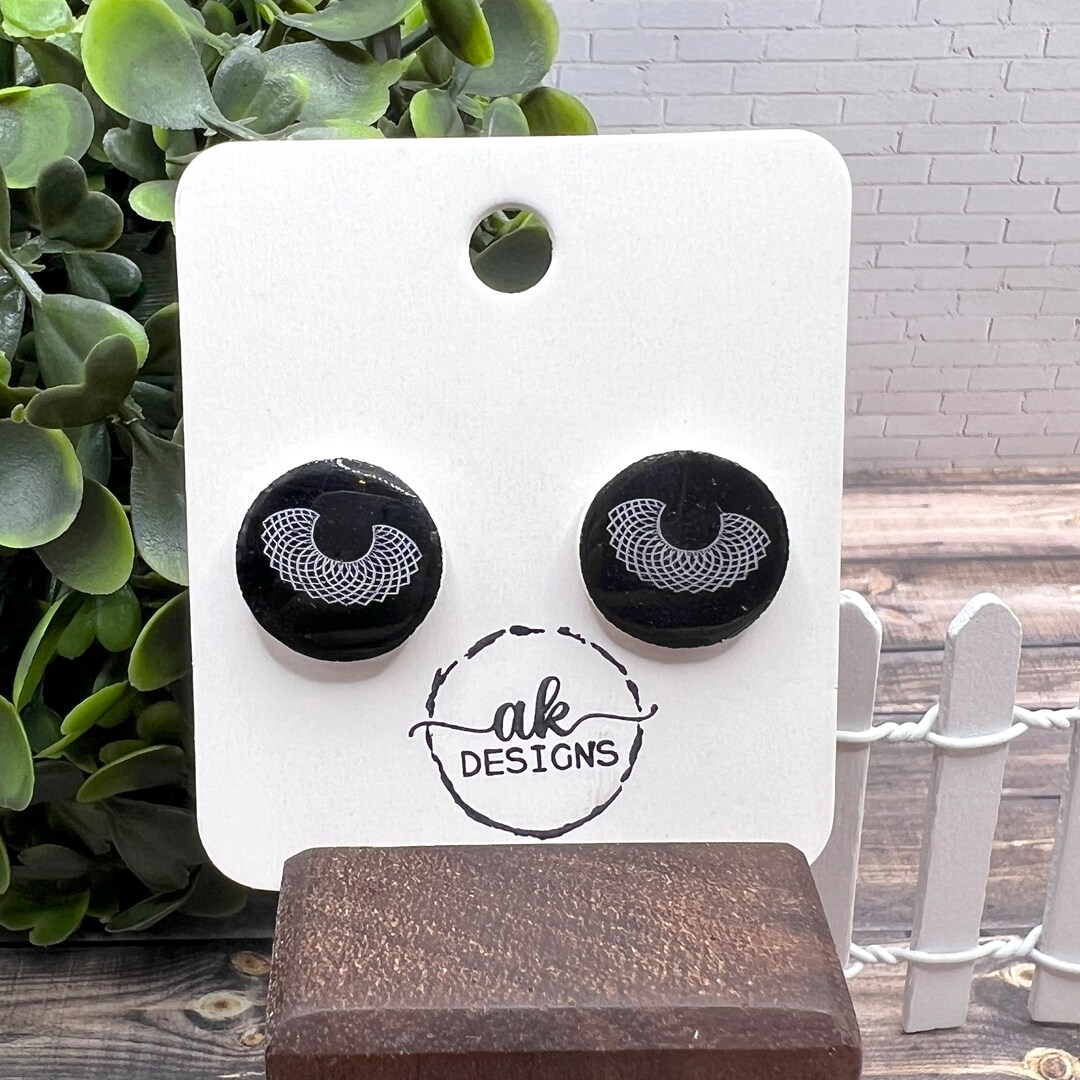 RBG Lace Collar I Dissent Stud Earrings Hypoallergenic Handmade Plastic ...