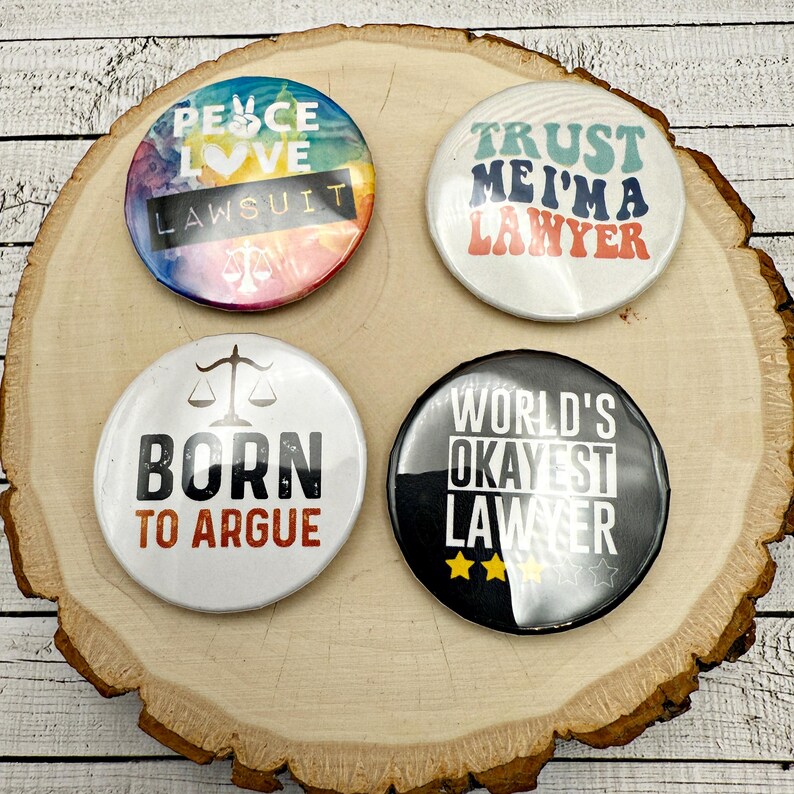 1.25 Inch Lawyer Themed Button Pins or Magnets - Gift for Attorneys or ...