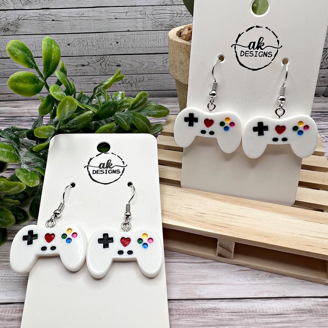 Video Game Gaming Controller, White Resin Silver/silver-tone Dangle ...