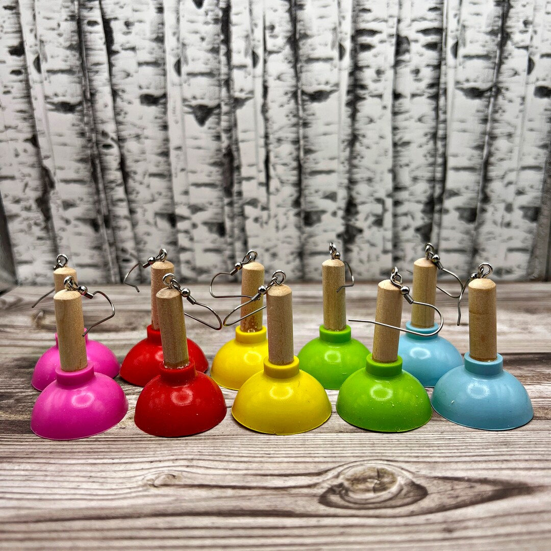 Quirky Toilet Plunger Gag Gift Stainless Steel Dangle Earrings ...