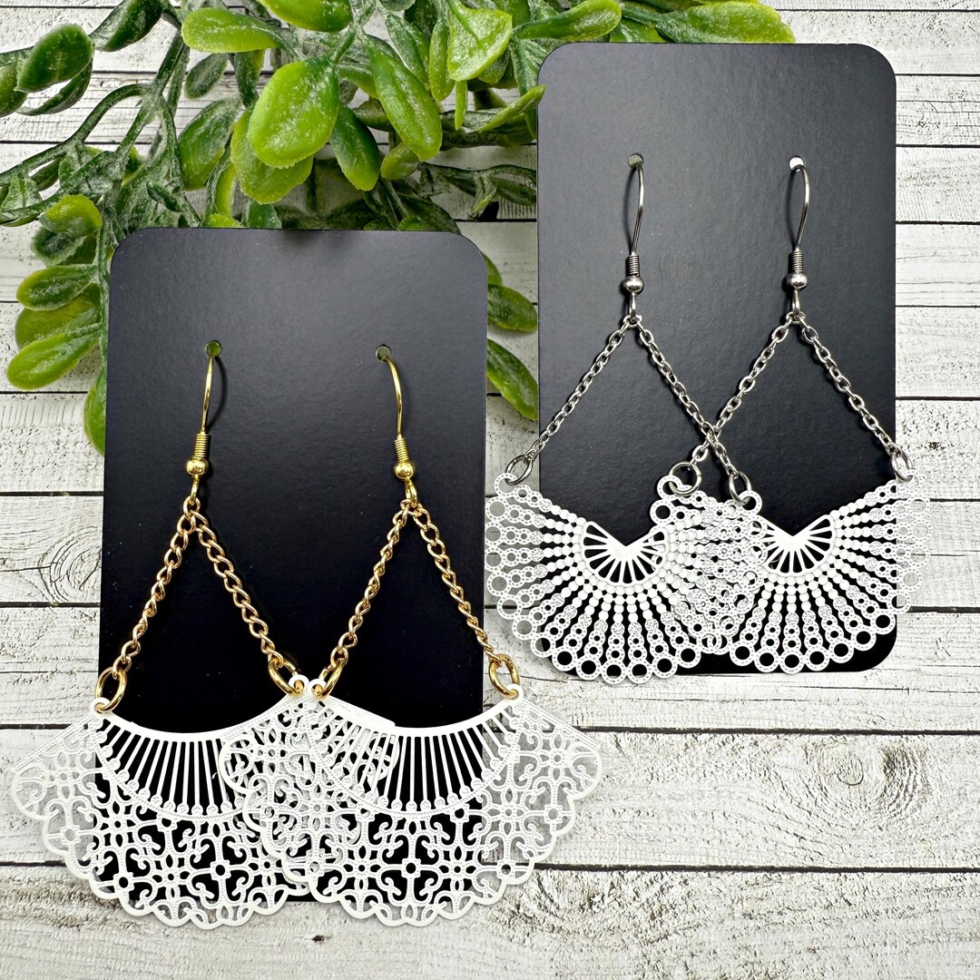 Dissent Lace Collar RBG Inspired Justice Filigree Dangle Earrings - Etsy