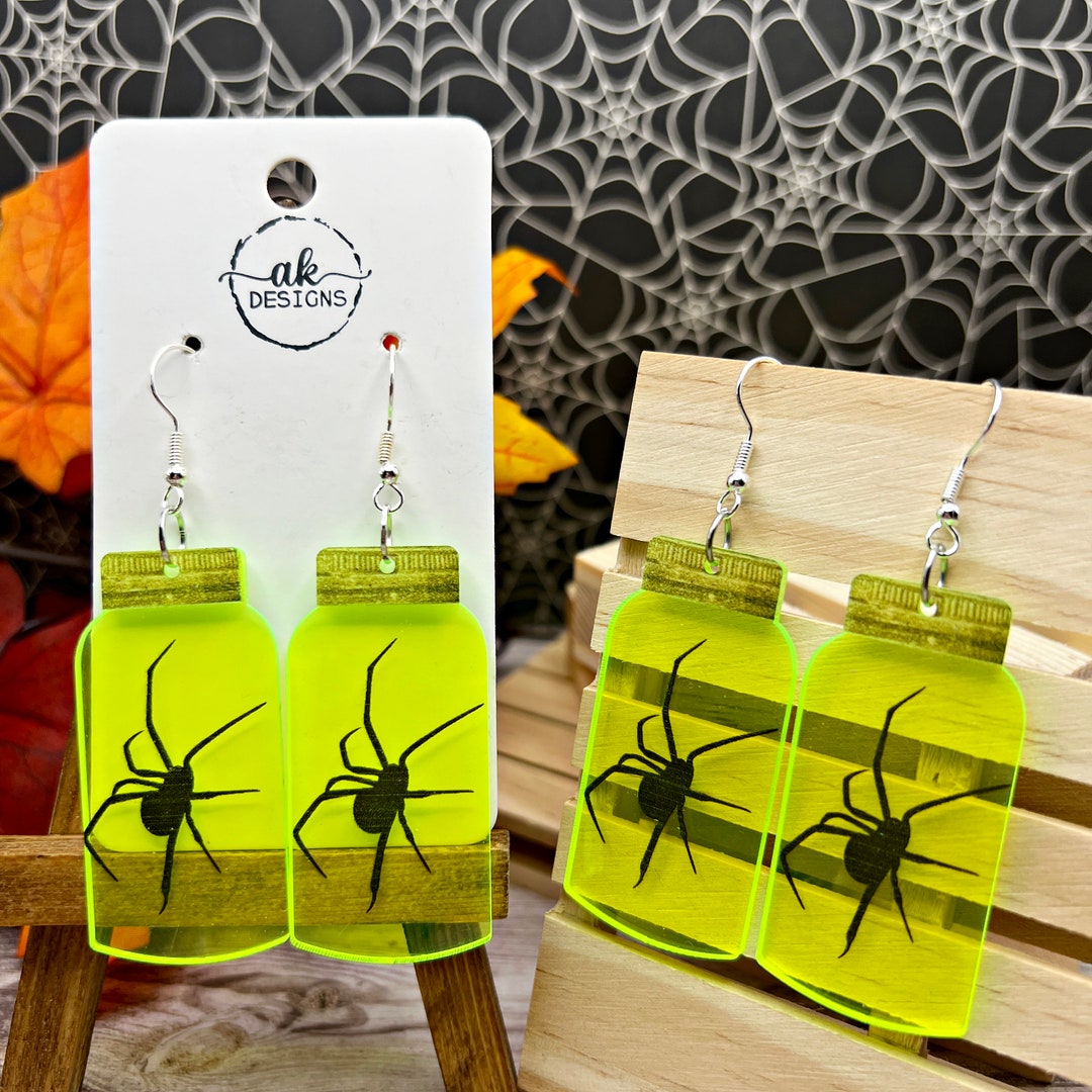 Spider Jar Toxic Radioactive Spooky Green Hypoallergenic - Etsy