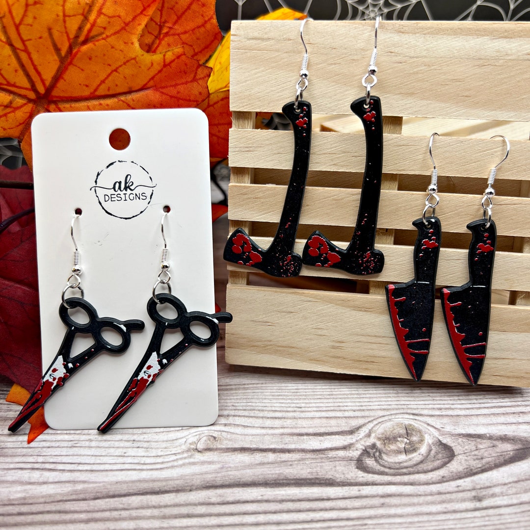Bloody Scissors, Axe, Knife Halloween Creepy Goth Lightweight ...