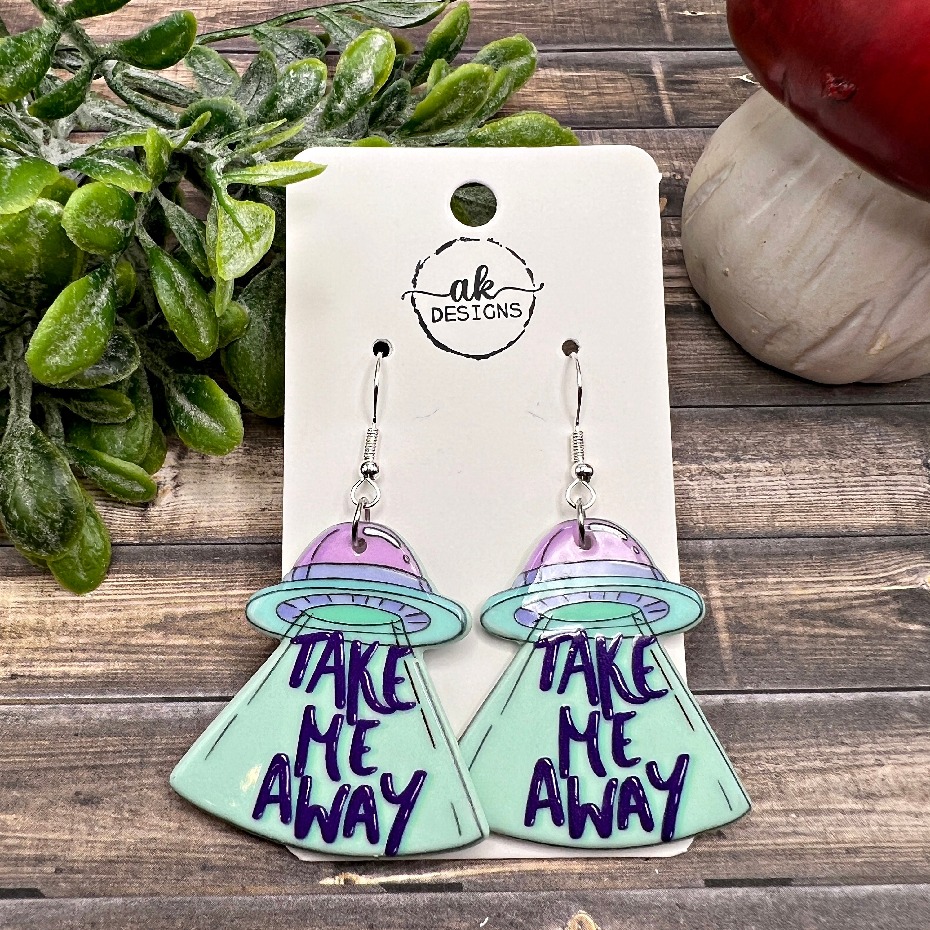 Alien Abduction UFO Spaceship Lightweight Acrylic Dangle Earrings ...