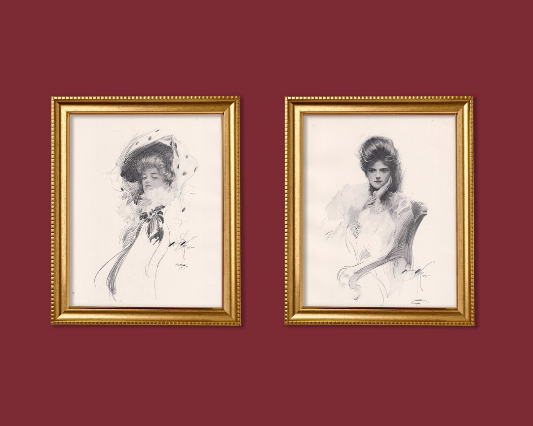 Original 1907 Vintage Victorian Art Prints Set of 2 Gilded Age Fashion ...
