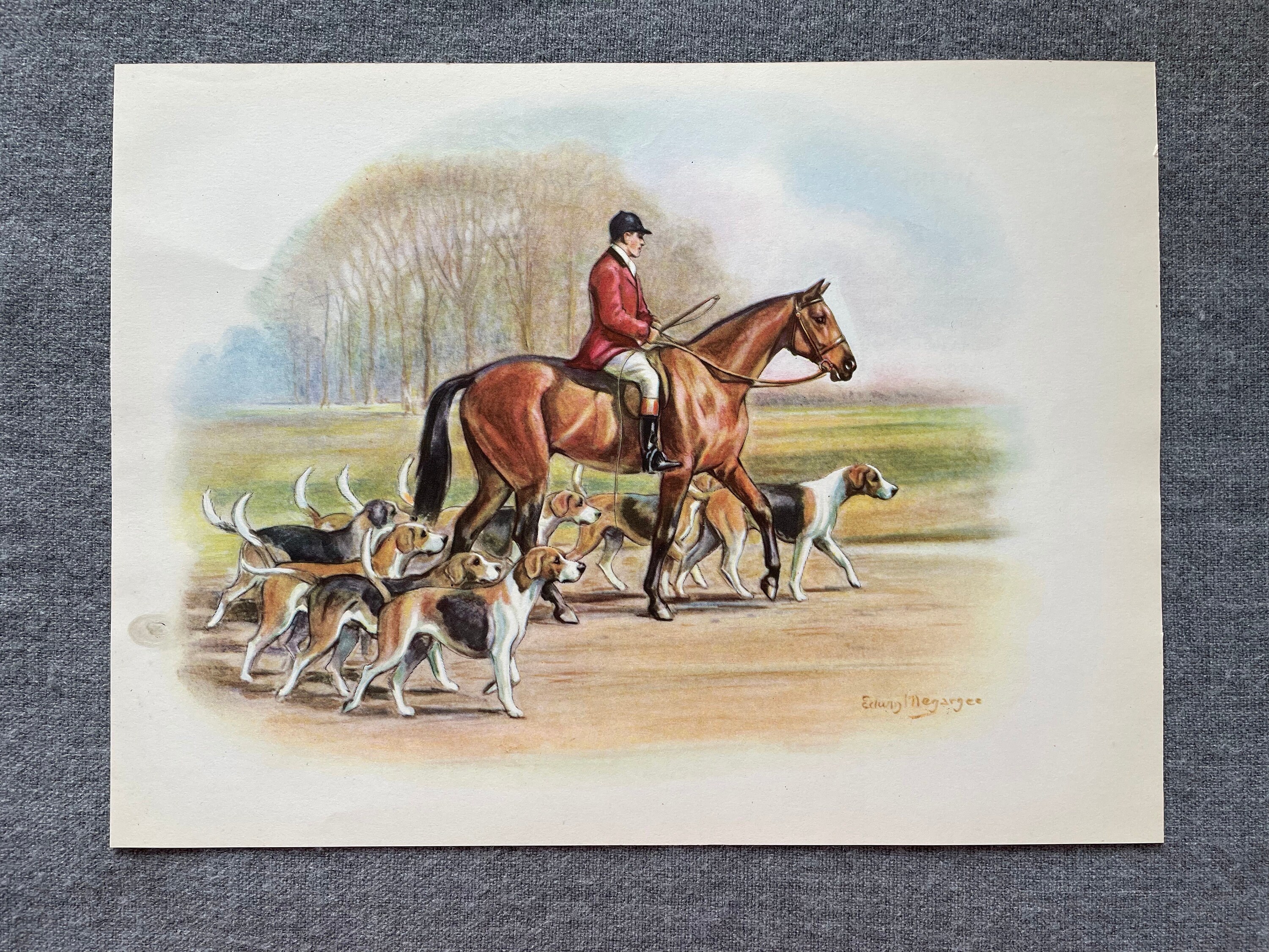 Original Vintage Horses and Dogs Art Prints by Edwin Megargee in 1946 ...