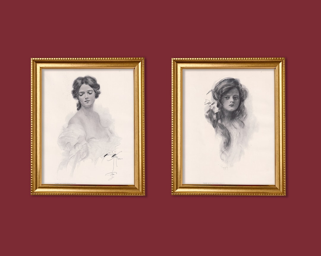 Original 1907 Vintage Victorian Art Prints Set of 2 Gilded Age Fashion ...