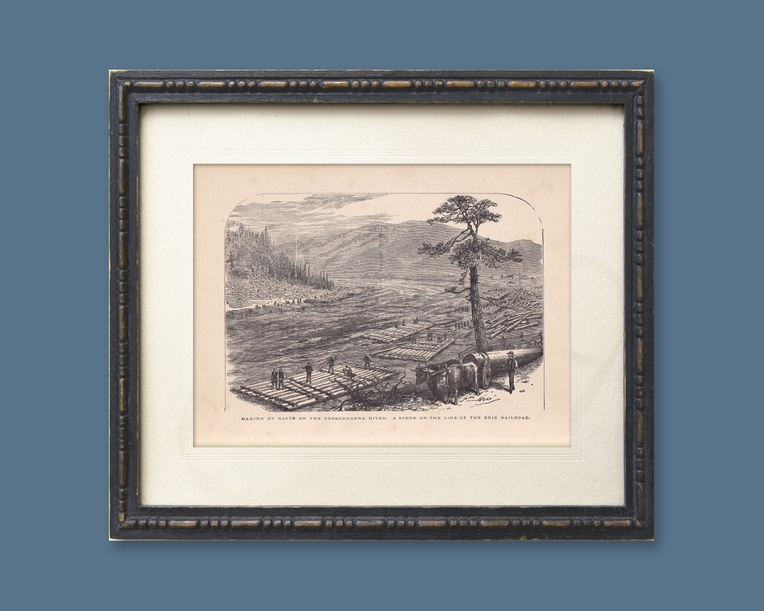 1883 Erie Railroad Susquehanna River, Engravings Lithograph Nature ...
