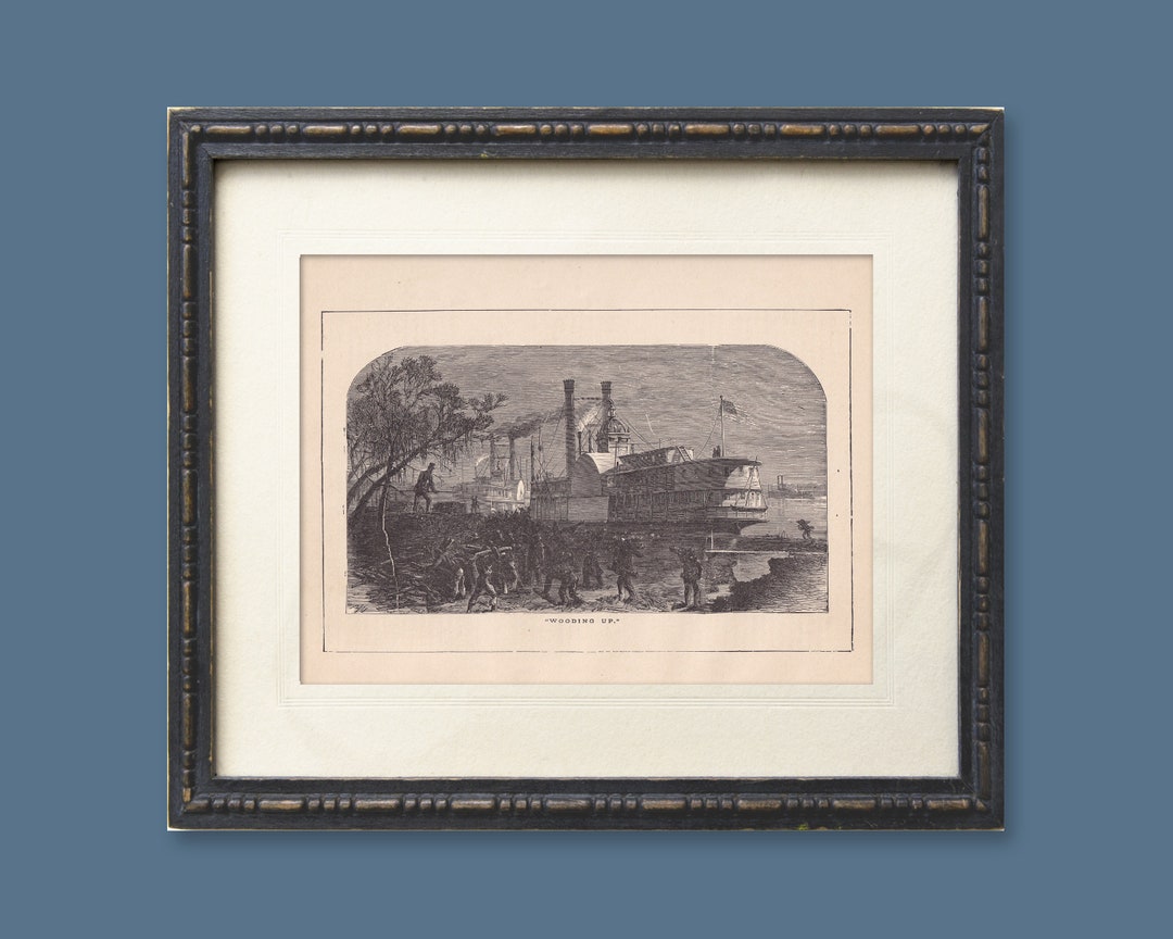 Vintage Original 1883 Wooding up in Mississippi Vintage Art Prints ...