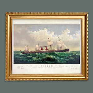 Vintage Art Prints REPRODUCTION Set of 2 Steamship Sail Boat Clipper ...