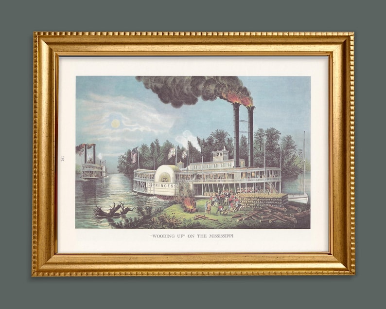 Currier and Ives Mississippi River Steamboat Prints, Set of 4 ...