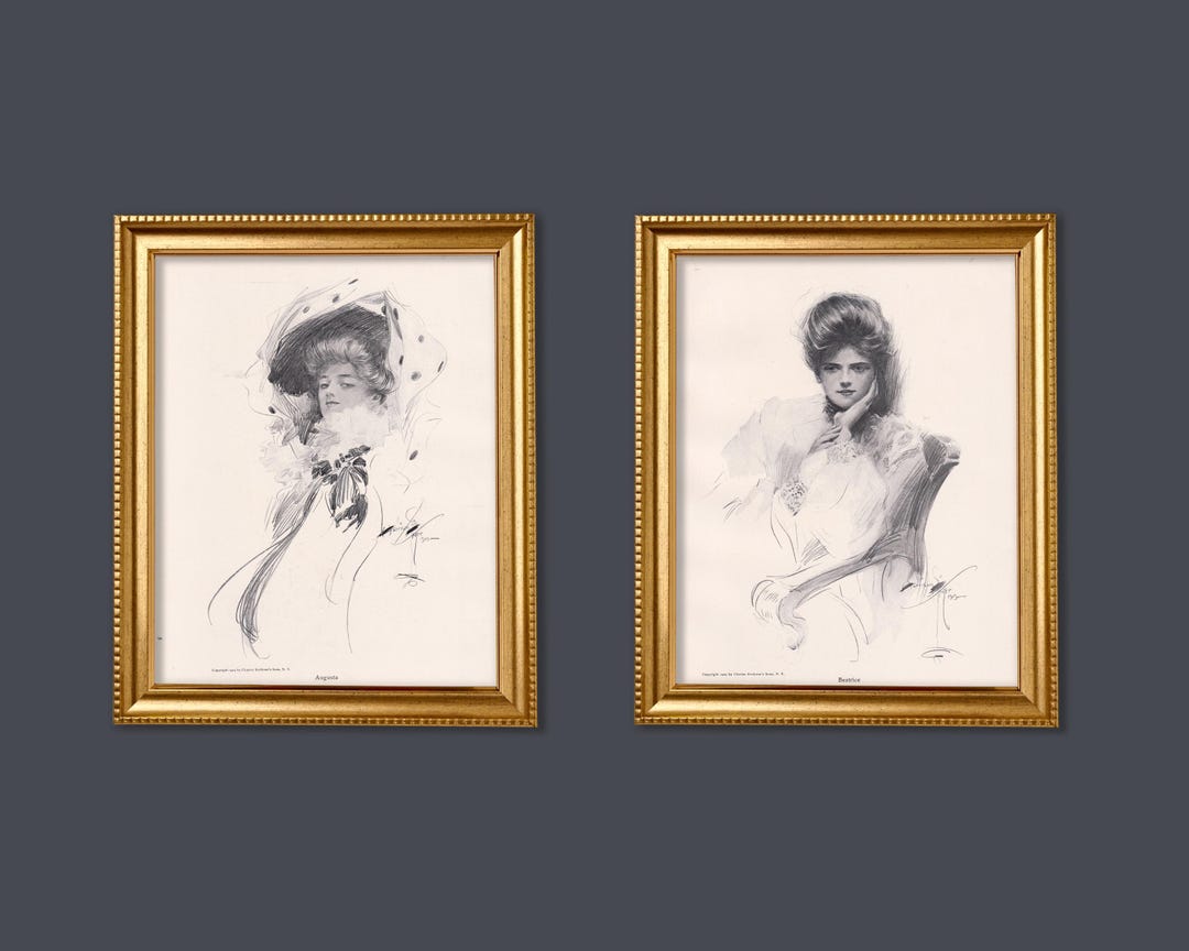 Original 1907 Vintage Victorian Art Prints Set of 2 Gilded Age Fashion ...