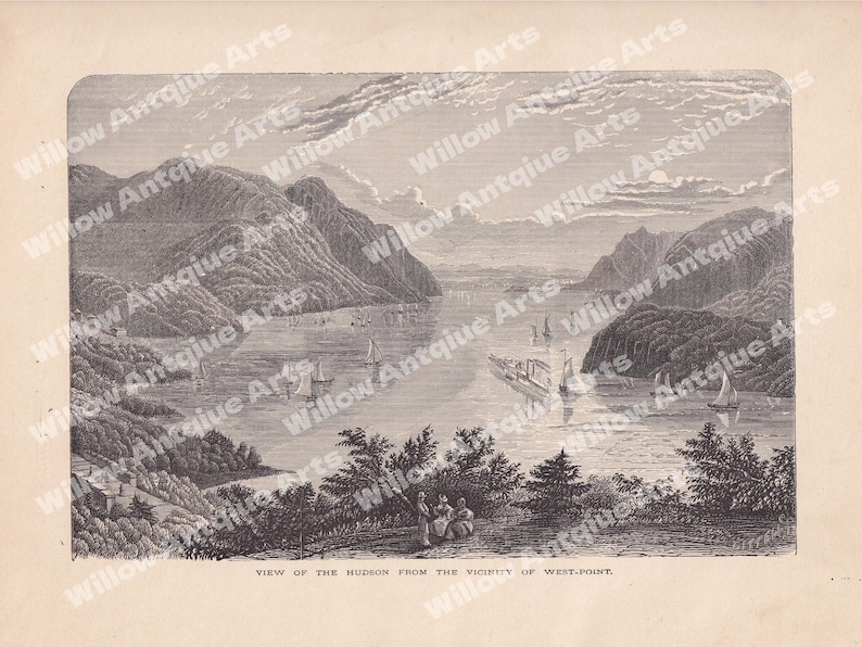 REPRODUCTION 1883 Hudson River West Point Vintage Art Prints Vintage ...