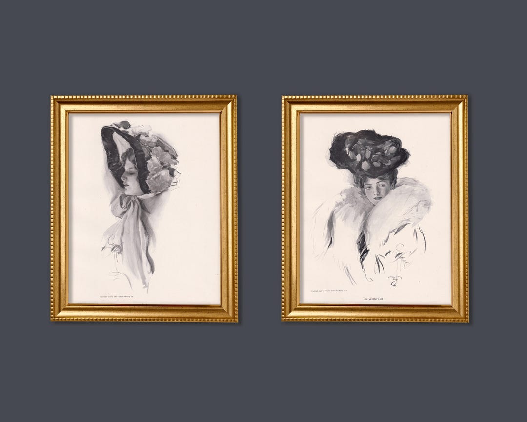 Original 1907 Vintage Victorian Art Prints Set of 2 Gilded Age Fashion ...