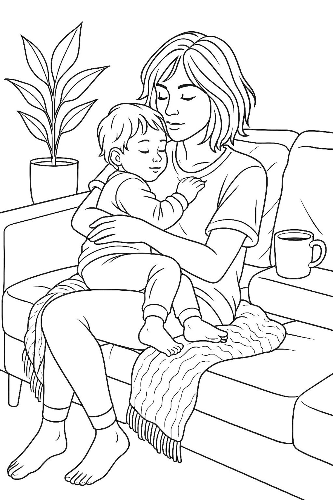 Mommy & Me Modern Coloring Pages- Digital Download- Millennial Mom and ...
