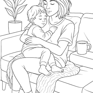 Mommy & Me Modern Coloring Pages- Digital Download- Millennial Mom and ...