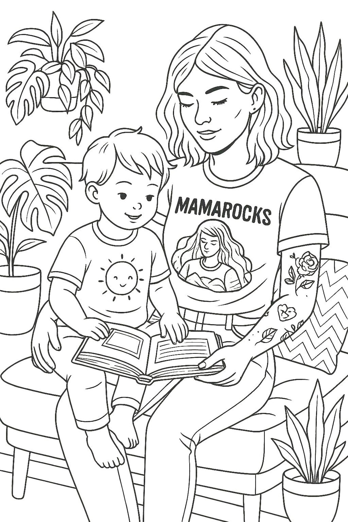 Mommy & Me Modern Coloring Pages- Digital Download- Millennial Mom and ...