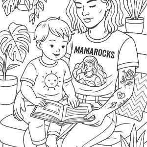 Mommy & Me Modern Coloring Pages- Digital Download- Millennial Mom and ...