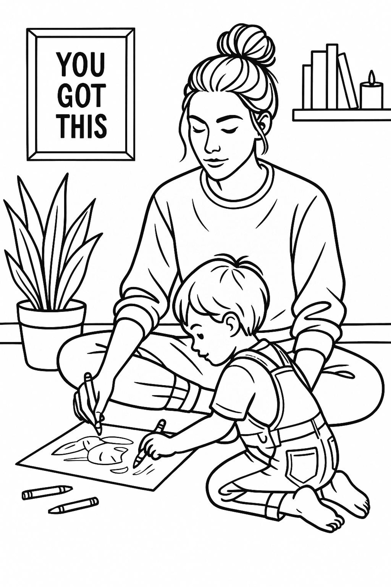 Mommy & Me Modern Coloring Pages- Digital Download- Millennial Mom and ...