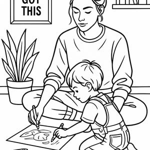 Mommy & Me Modern Coloring Pages- Digital Download- Millennial Mom and ...