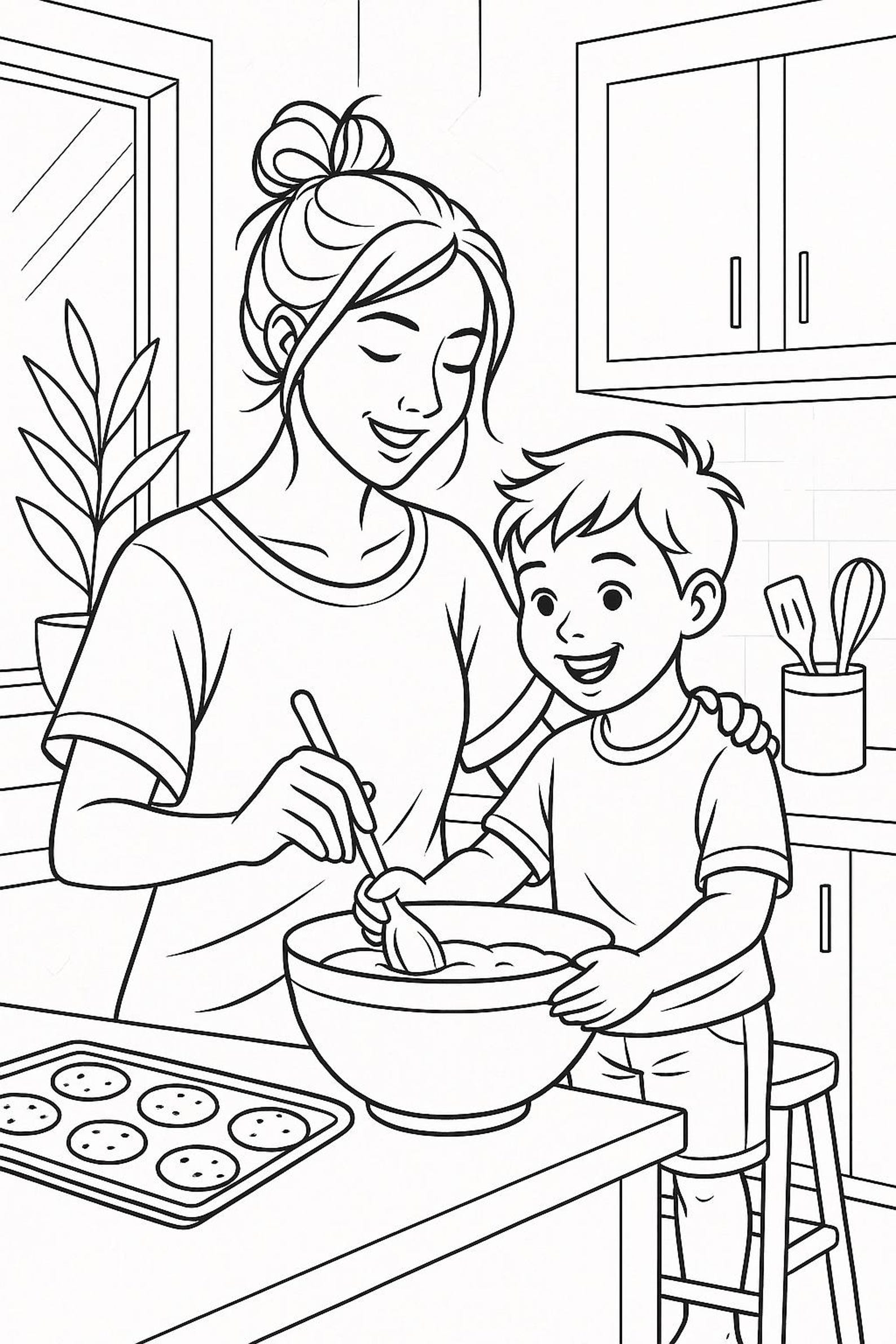 Mommy & Me Modern Coloring Pages- Digital Download- Millennial Mom and ...