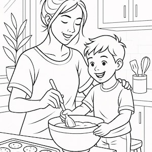 Mommy & Me Modern Coloring Pages- Digital Download- Millennial Mom and ...