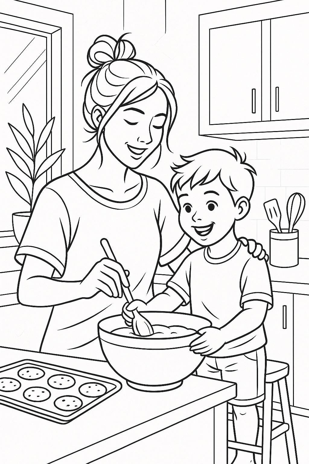 Mommy & Me Modern Coloring Pages- Digital Download- Millennial Mom and ...