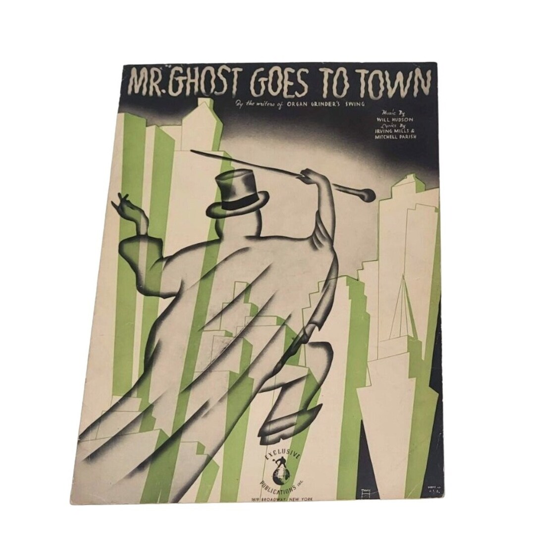 Vtg 1936 Sheet Music Mr. Ghost Goes to Town Halloween Black Green Will ...