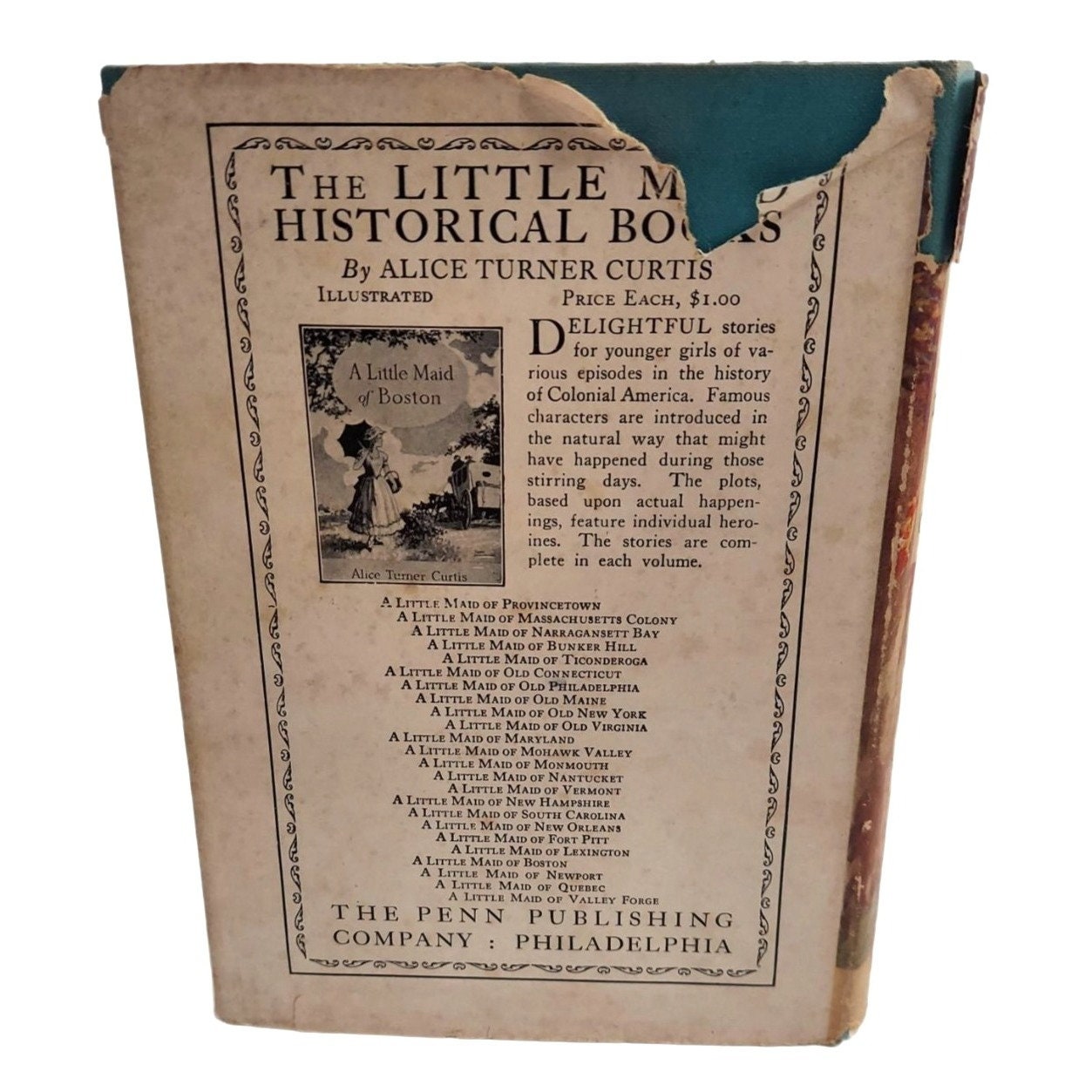 1925 A Little Maid of Monmouth Alice Turner Curtis Hbdj Book New Jersey ...