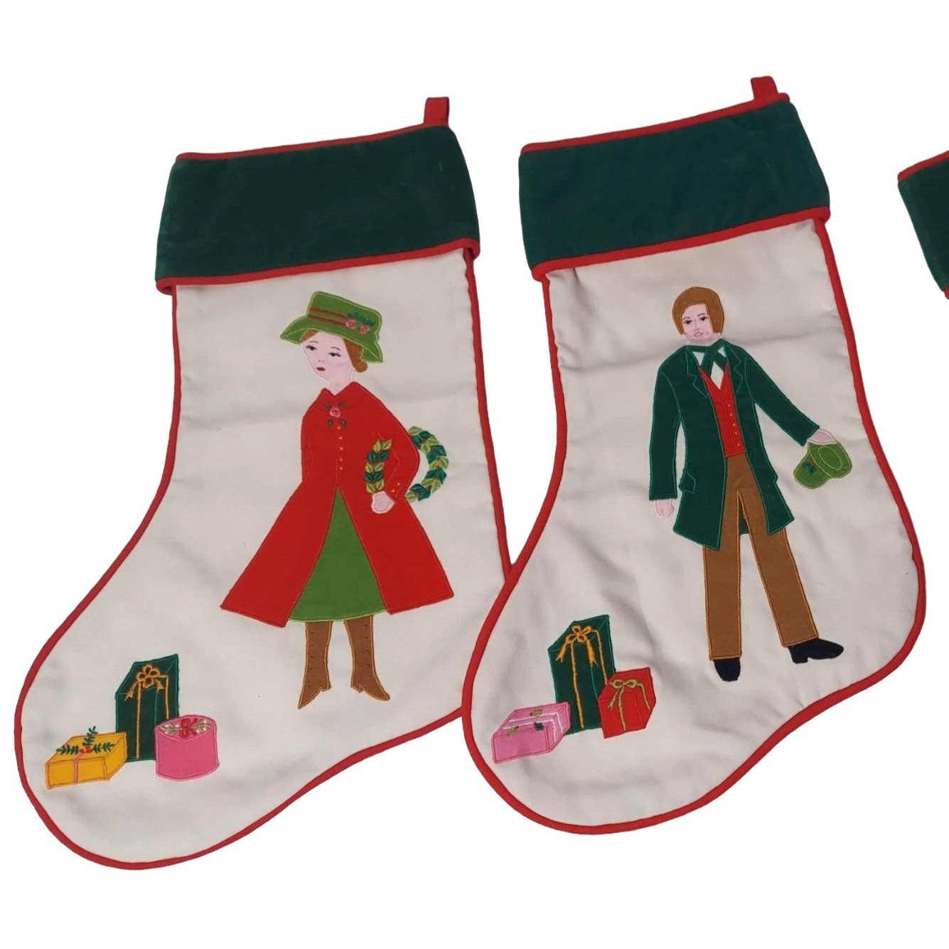 Set of 4 Edwardian Applique STOCKING House of Hatten Mom Dad Daughter ...
