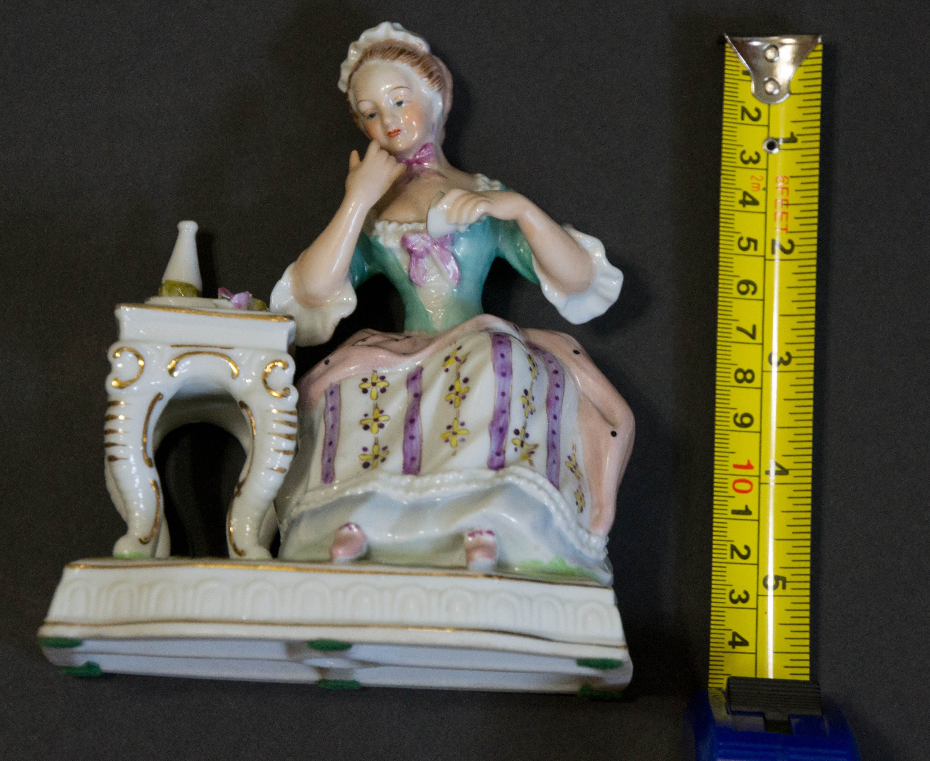 Shafford Figurine Woman Porcelain Table Fruit Wine Elegant Decor 1950s ...