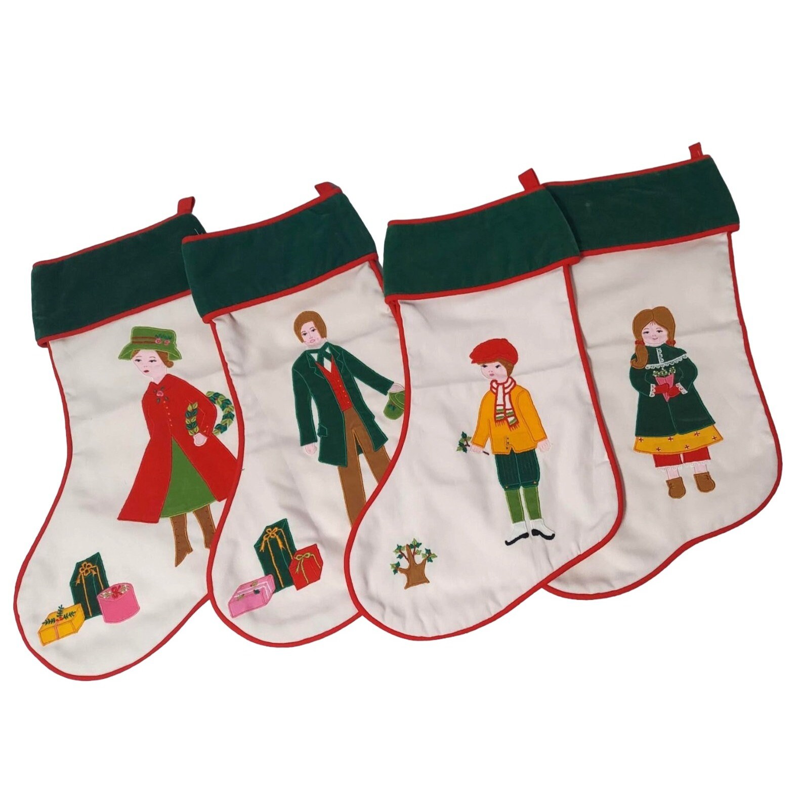 Set of 4 Edwardian Applique STOCKING House of Hatten Mom Dad Daughter ...