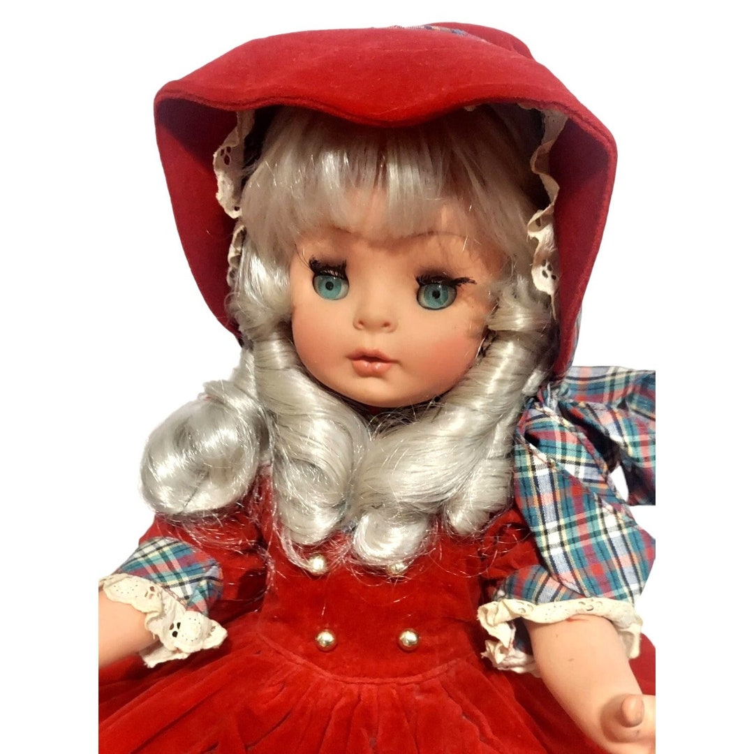 VTG Furga DOLL 20 Inch Red Hoop Dress Platinum Curls Parasol Sleepy ...