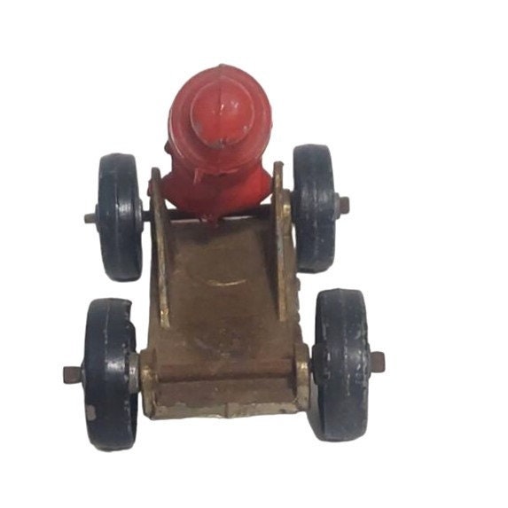 Vintage Miniature Cast Metal Cannon #23 Red Black Wheels Military Toy ...