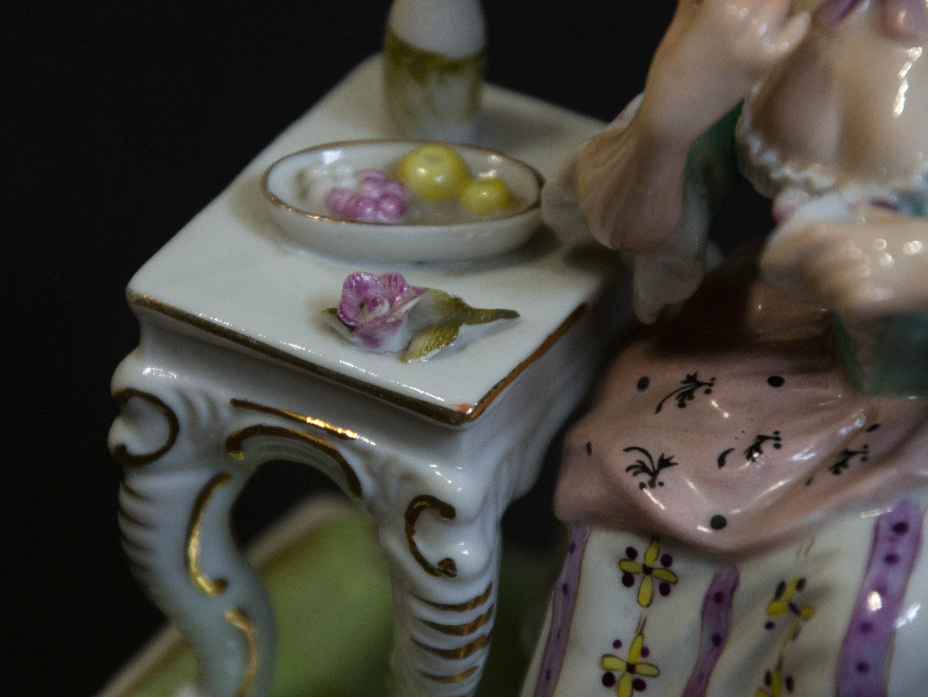 Shafford Figurine Woman Porcelain Table Fruit Wine Elegant Decor 1950s ...