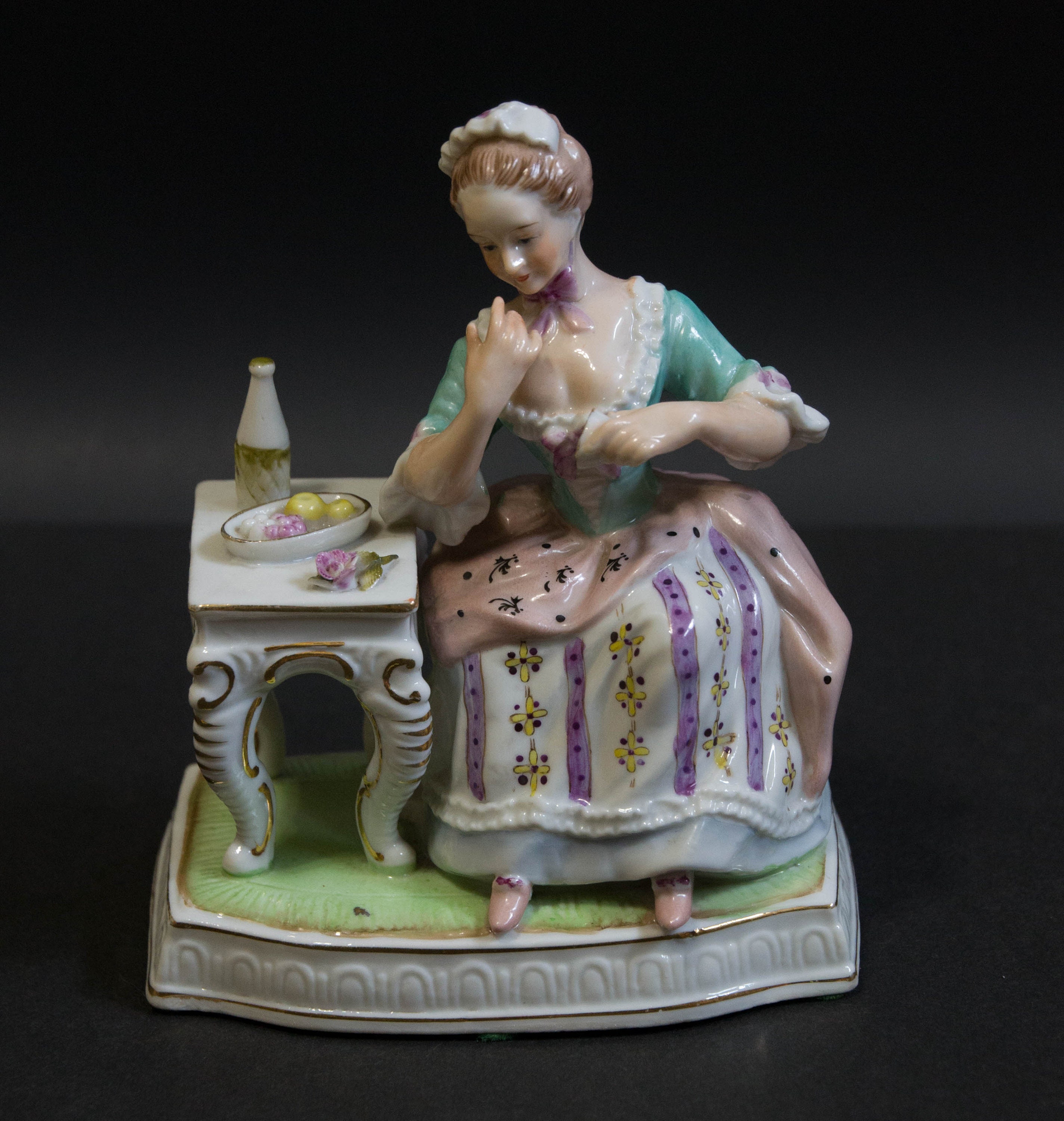 Shafford Figurine Woman Porcelain Table Fruit Wine Elegant Decor 1950s ...