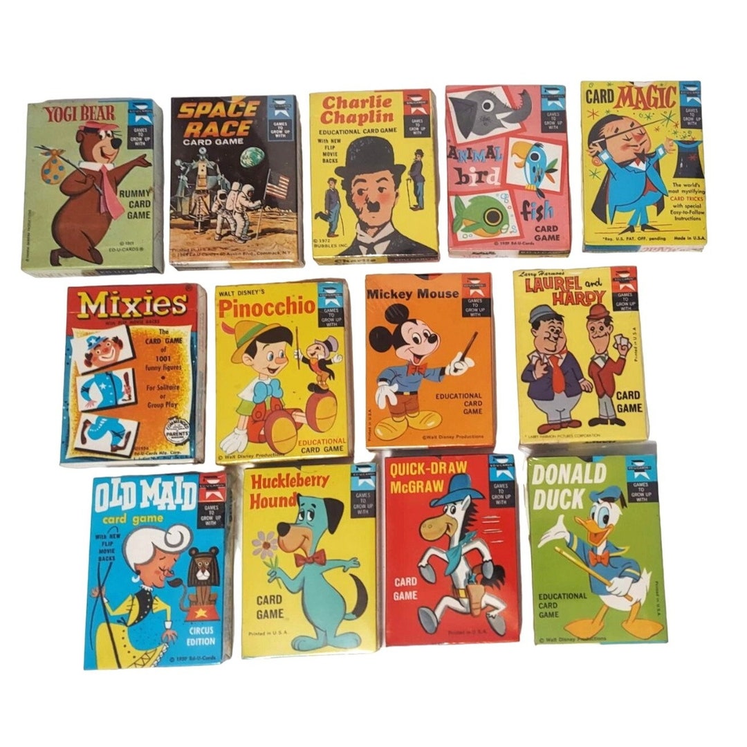 Vintage Ed-u-cards NOS Card Games MATCHING Disney Hanna-barbera Chaplin ...