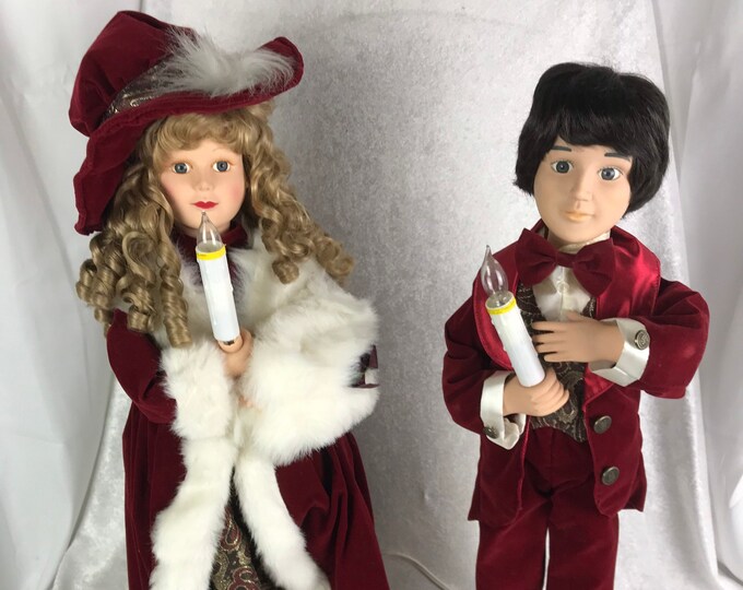 Victorian Christmas Animated Boy and Girl 24” - Etsy