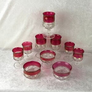 Vintage King's Crown Cranberry Glassware Set Made by Tiffin Franciscan ...